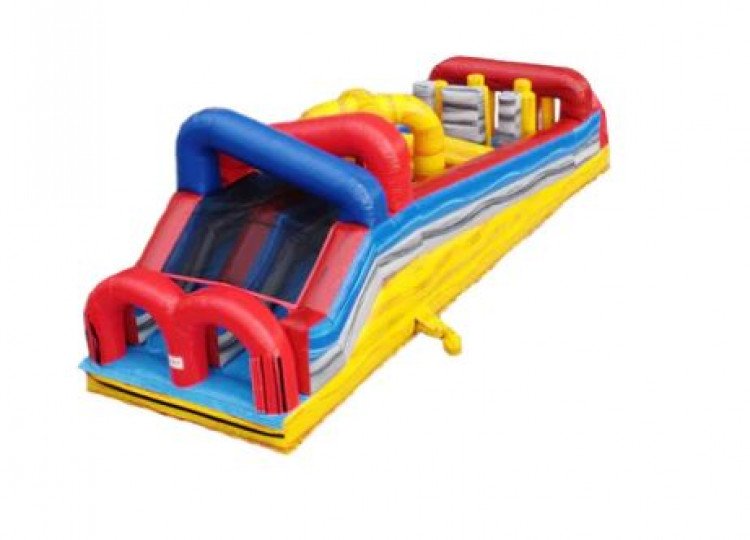 35' Inclined Obstacle Course with Dual Lane Slide - Josh's Inflatable ...